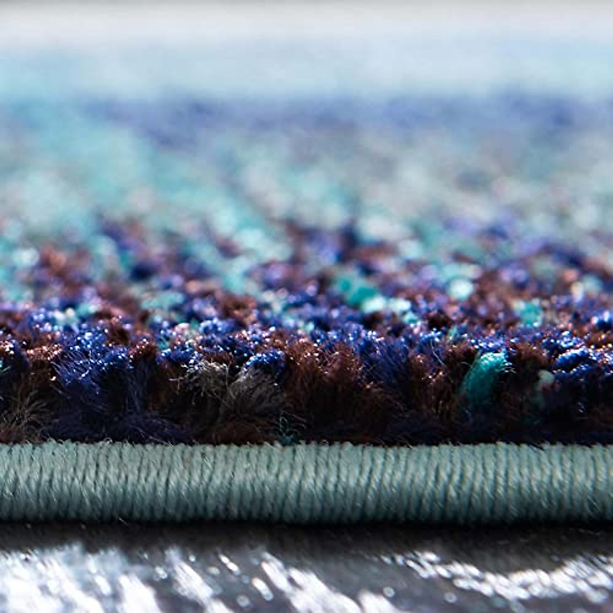 Unique Loom Estrella Collection Distressed, Gradient, Dark Colors, Abstract, Modern Area Rug, 5 ft x 8 ft, Blue/Beige