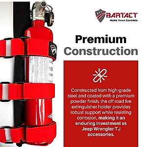 Bartact - Padded Roll Bar Fire Extinguisher Mount for Vehicle Holder with Adjustable Steel Brackets, US Made Anti-Fade Off-Road for Jeep Fire Extinguisher Holder, Jeeps TAOFEHR, Red (2.5-5 lbs)