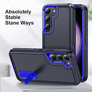 BaHaHoues for Samsung Galaxy S23 Case, Samsung S23 Phone Case with Built in Kickstand, Shockproof/Dustproof/Drop Proof Military Grade Protective Cover for Galaxy S23 5G (Dark Blue/Sapphire)