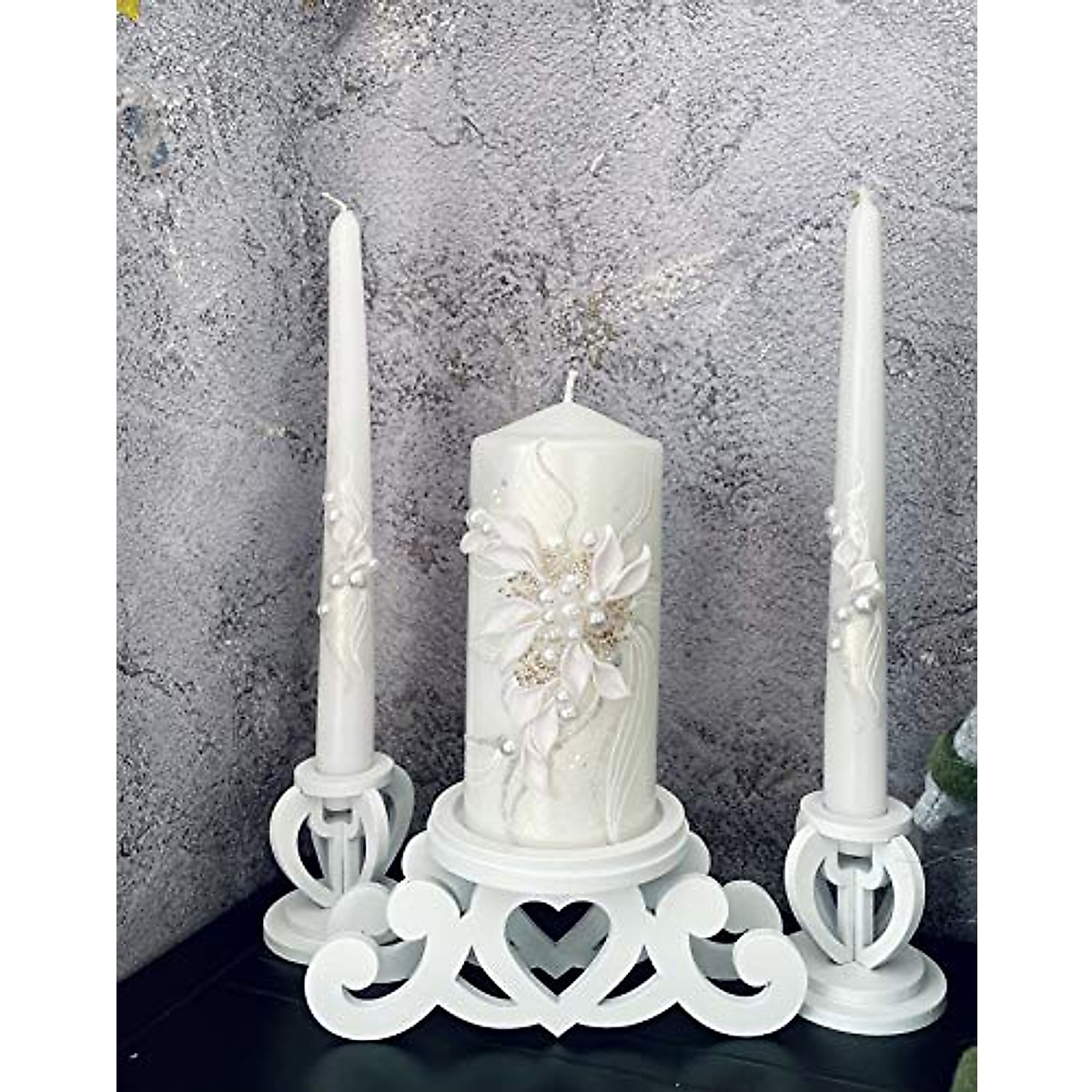 Magik Life Unity Candle Set for Wedding - Wedding Accessories for Reception and Ceremony - Candle Sets - 6 Inch Pillar and 2 10 Inch Tapers - Decorative Pillars White