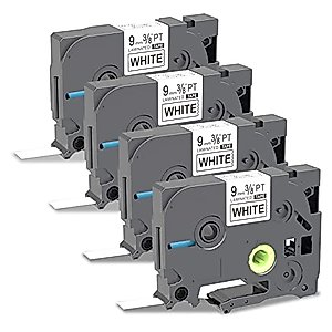 4 X TZe Tape Compatible Brother P Touch Label Tape Replacement for Brother Label Maker Tape TZe Tape 9mm 0.35 inch Laminated White TZe-221 Use for Brother P-Touch Label Maker PT210D PTD400AD PTH110