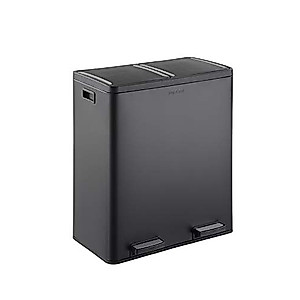 The Step N' Sort 18.5 Gallon Extra Large Capacity, Soft-Step, Dual Trash and Recycling Bin with Removable Inner Bins Black (900702B)