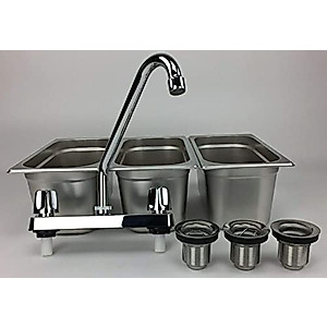 Concession Sink 3 Compartment Portable Stand Food Truck Trailer 3 Small w/Faucet