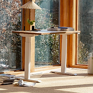 Branch Duo Standing Desk 48 Inches - Adjustable Standing Desk with 20” Range - OLED Control Panel - Frameless Design & Compact Size Suitable for Many Spaces - Woodgrain Base - White Top
