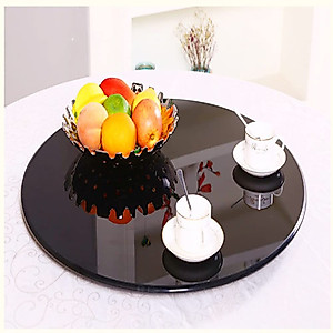 WEBUP 16inch Kitchen Turntable Glass Lazy Susan Organizer – Lazy Susan Turntable For Table Round Rotating Tray 360° Spinning Service Plate, Black (Size : 80cm/30inch)