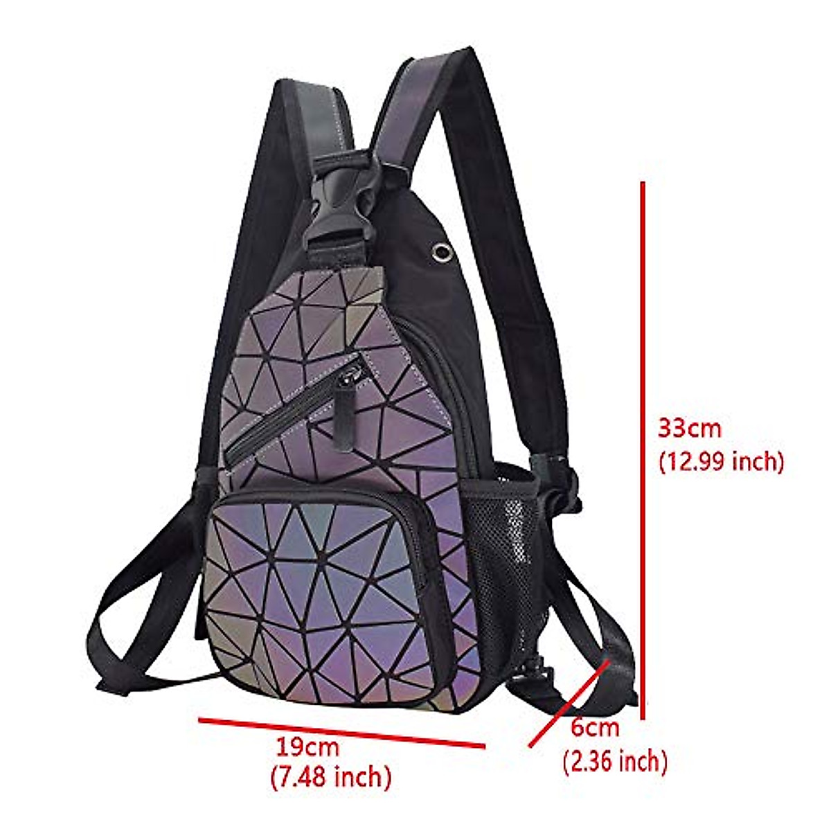 Geometric Luminous Purses and Handbags For Women Holographic Reflective Crossbody Bags Wallet Purse (Luminous Backpack B)