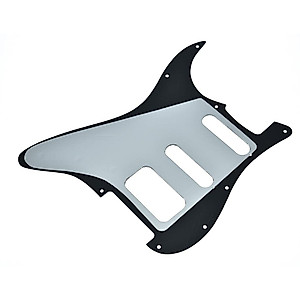 KAISH 11 Hole American Modern Strat Style HSS Pickguard 2-Screw Round Corner Humbucking Pickup Mounting for Stratocaster/Strat Black 3 Ply