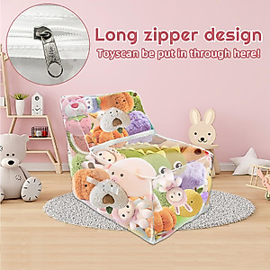 Large Clear Stuffed Animal Bean Bag Chair Cover, Waterproof Stuffable Zipper Chair Cover, Durable PVC Soft Plush Toys Storage, Suitable for Bedroom Nursery Play Room Decor, Easy to Clean