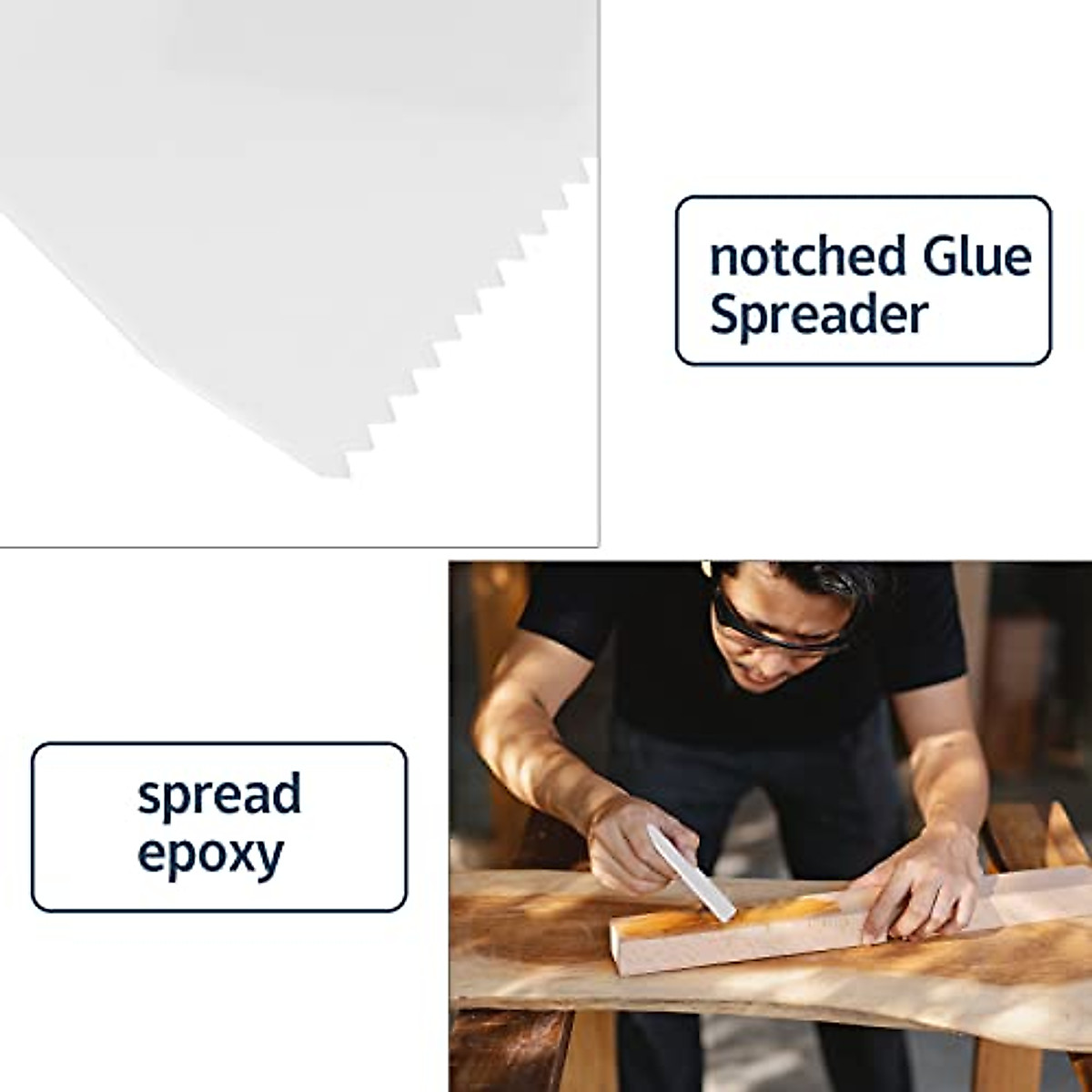 DLUGOPIS adhesive spreader notched Glue Spreader adhesive barrier spreader plastic trowel notched 3/16 Inch Inch Tooth, Hardwood Flooring Spreader spread epoxy (2)