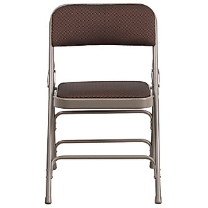 Flash Furniture 2 Pack HERCULES Series Curved Triple Braced & Double Hinged Brown Patterned Fabric Metal Folding Chair