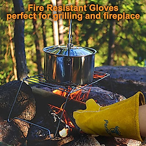 PerfeSafe Welding Gloves, 932℉ Heat Fire Resistant Gloves, Leather Welding Gloves for Stick/Tig/Mig/Forge, Mitts for BBQ,Oven,Grill,Fireplace,Stove,Animal Handling Gloves with Soft Lining