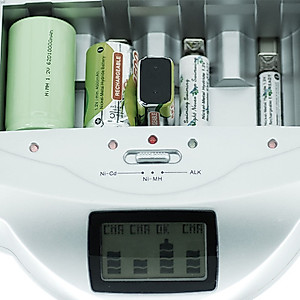 Alkaline Battery Charger|NiCd Discharger|NiCd Charger|NiMh Charger|Universal Battery Charger|Universal Fast Charger for Size AA, AAA, C, D, 9V Batteries Tinyfish PPU9600(No Cells Included)