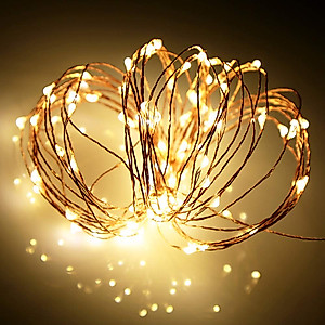 Ariceleo Led Fairy Lights Battery Operated, 1 Pack Mini Battery Powered Copper Wire Starry Fairy Lights for Bedroom, Christmas, Parties, Wedding, Centerpiece, Decoration (5m/16ft Warm White)