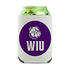 Western Illinois University Leathernecks Logo Can Cooler - Drink Sleeve Hugger Collapsible Insulator - Beverage Insulated Holder