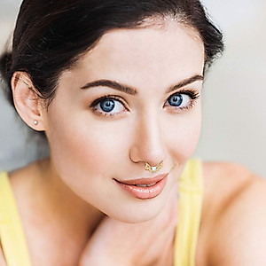 ORAZIO 12Pcs Fake Nose Rings Hoop Stainless Steel Faux Septum Piercing Clip On Nose Septum Ring Faux Non-Pierced Nose Rings Earrings Jewelry