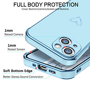 BENTOBEN for iPhone 13 Mini Phone Case, Cute Heart Pattern Slim Fit Soft Flexible Shockproof TPU Bumper Protective Women Girls Boys Men Non-Slip Lightweight Cover for iPhone 13 Mini 5.4 Inch, Blue