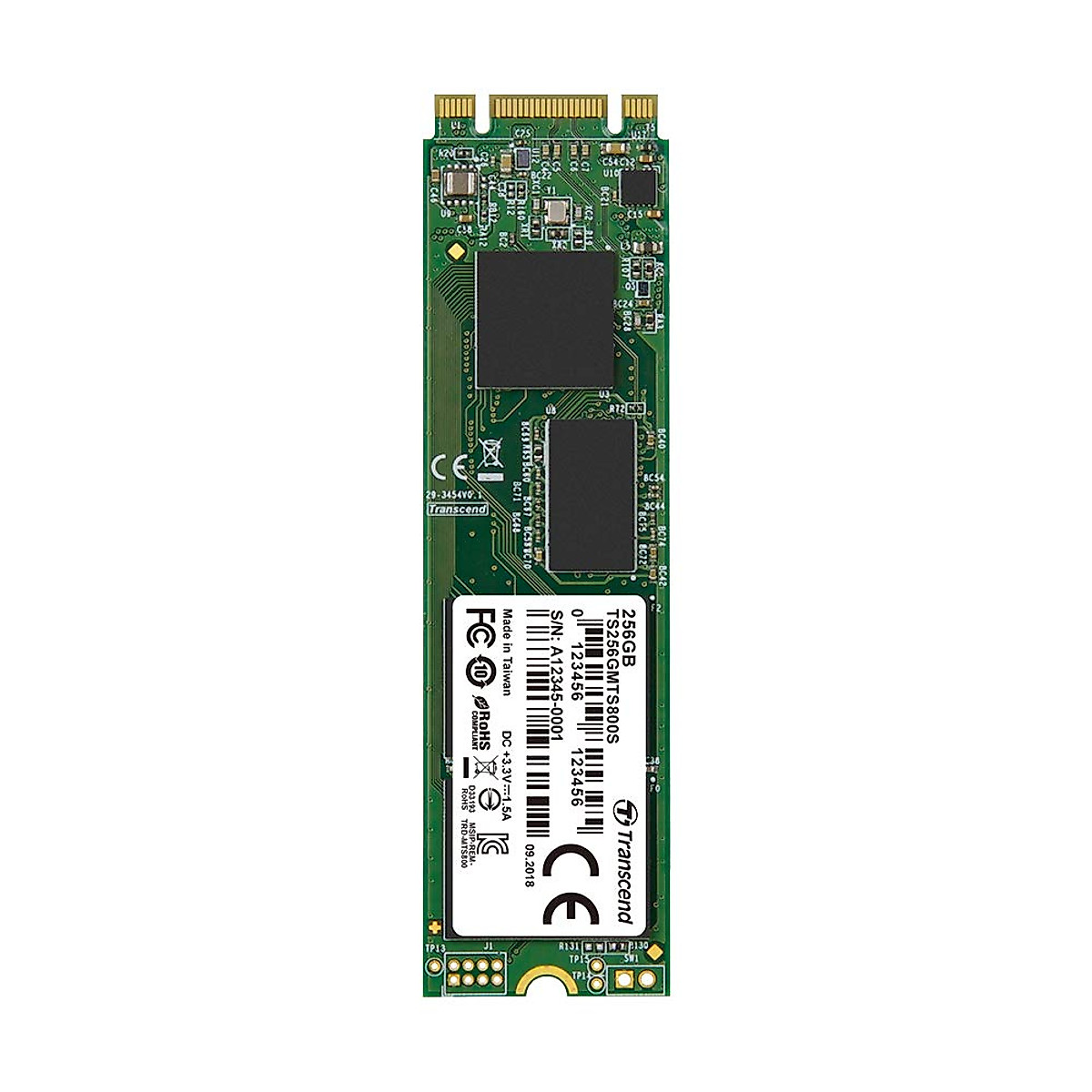 Transcend 256GB MTS800S M.2 2280 SATAIII SSD, Internal Solid State, Compatible with Laptop & PC Desktop, MLC - TS256GMTS800S