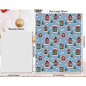 BULKYTREE Christmas Wrapping Paper for Kids Boys Girls Man Women Holiday Party. 6 Large Sheets Gift Wrap 3 Vintage Designs, Red & Black Plaid with Snowflake, Pine and Gifts,26.7 Inch X 37Inch