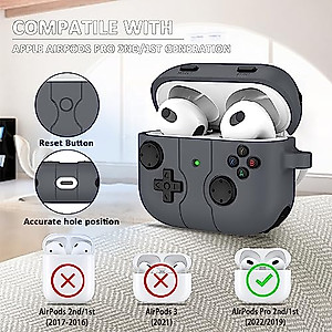 RFUNGUANGO AirPods 3rd Generation Case Cover with Keychain,Game Player Design for Kids Teenager Women and Men, Soft Silicone Case for AirPods Gen 3 Charging Case-Grey