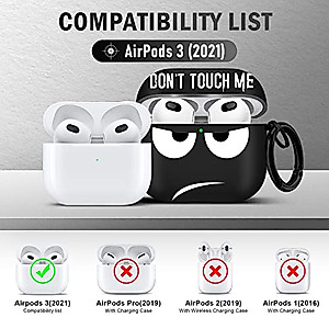 Youtec for Airpods 3 Case 2021, Don't Touch Me for Airpods Cover with Keychain Soft Cute Shockproof Cover for Women Men Compatible with for Airpods 3 Charging Case -Black