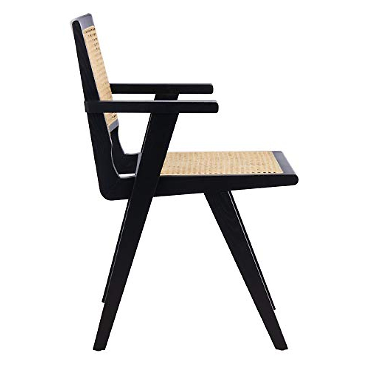 Safavieh Couture Home Collection Hattie Black/Natural French Cane Living Room Dining Arm Chair (Set of 2) SFV4115A-SET2