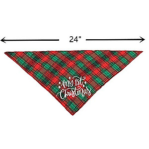 Christmas Bandana for Dogs,2 Pack Plaid Dog Bandanas Set for Xmas Holiday