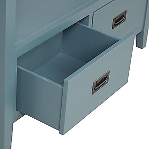 Yone jx je 36'' Farmhouse Pine Wood Console Table Entry Sofa Table with 4 Drawers & 1 Storage Shelf for Entryway Living Room Bedroom Hallway Kitchen (Blue)