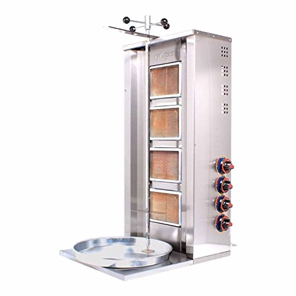 COMMERCIAL industrial Grade FULL PROFESSIONAL SET Meat Capacity 50 kg / 110 lbs. NATURAL GAS 4 BURNER Rotating Spinning Grills Vertical Broiler Shawarma Gyro Doner Kebab Tacos Al Pastor Trompo Machine