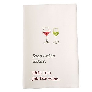 Mud Pie Wine Hand Dish Towel, White 10 inches