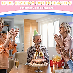 80th Birthday Candles for Cake,Gold Number Candles for Happy Birthday Cake Toppers,Birthday Decorations for Women Men Party Anniversary Wedding