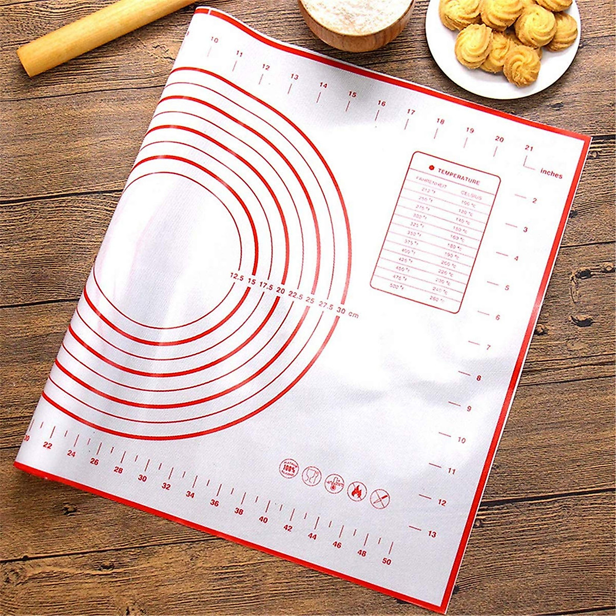 Silicone Pastry Mat Extra Large, 32" x 24" Non-stick Baking Mat with Measurement Kneading Board for Dough Rolling, Non-slip Counter Mat, Oven Liner, Fondant/Pie Crust Mat