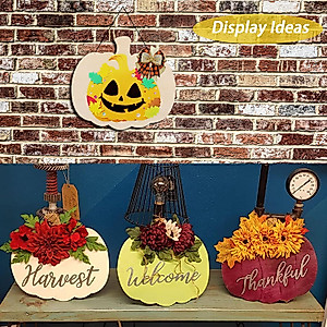 12 Pieces Large Wooden Pumpkin Cutouts 11 Inches Unfinished Wood Craft Cutout Blank Pumpkin Shape Cutout for Halloween Fall Thanksgiving Party DIY Craft Decoration Supplies