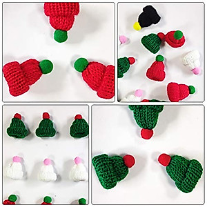 BESTOYARD 20pcs Mini Beanie Tiny Knit Hats for Crafts Handmade Mini Hat Tree Ornaments Miniature Knitted Hats Cute Doll Hat Small Santa Hats Decor Bottle Knitting Wool Cell Phone