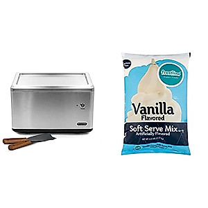 Whynter ICR-300SS 0.5-Quart Stainless Steel Rolled Ice Cream Maker with Compressor & Frostline Vanilla Soft Serve Ice Cream Mix, 6 Pounds
