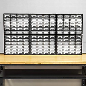 Akro-Mils 24 Cabinet 10724, Plastic Parts Storage Hardware and Craft Cabinet, (20-Inch W x 6-Inch D x 16-Inch H), Black