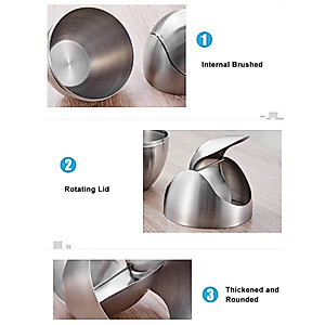 Mini Trash Can, Egg-Shaped Stainless Steel Countertop Garbage Bin, Mini Desk Can with Swing Lid for Office Desk, Coffee Table, Vanity Tabletop, Bedroom