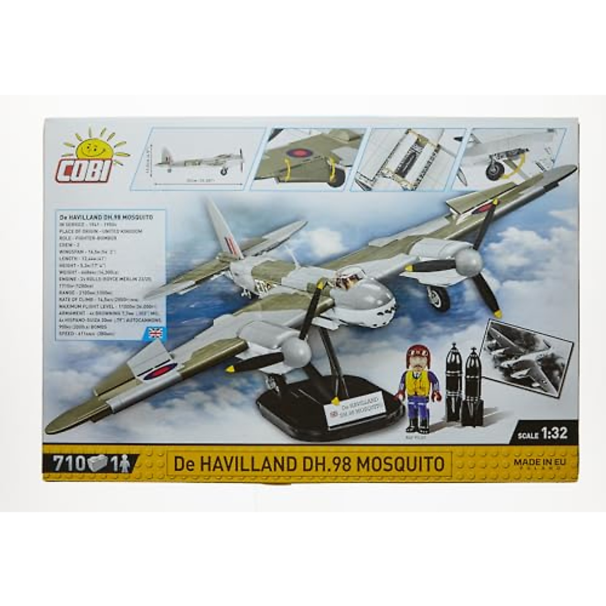 COBI Historical Collection WWII De Havilland DH.98 Mosquito Plane, Wood