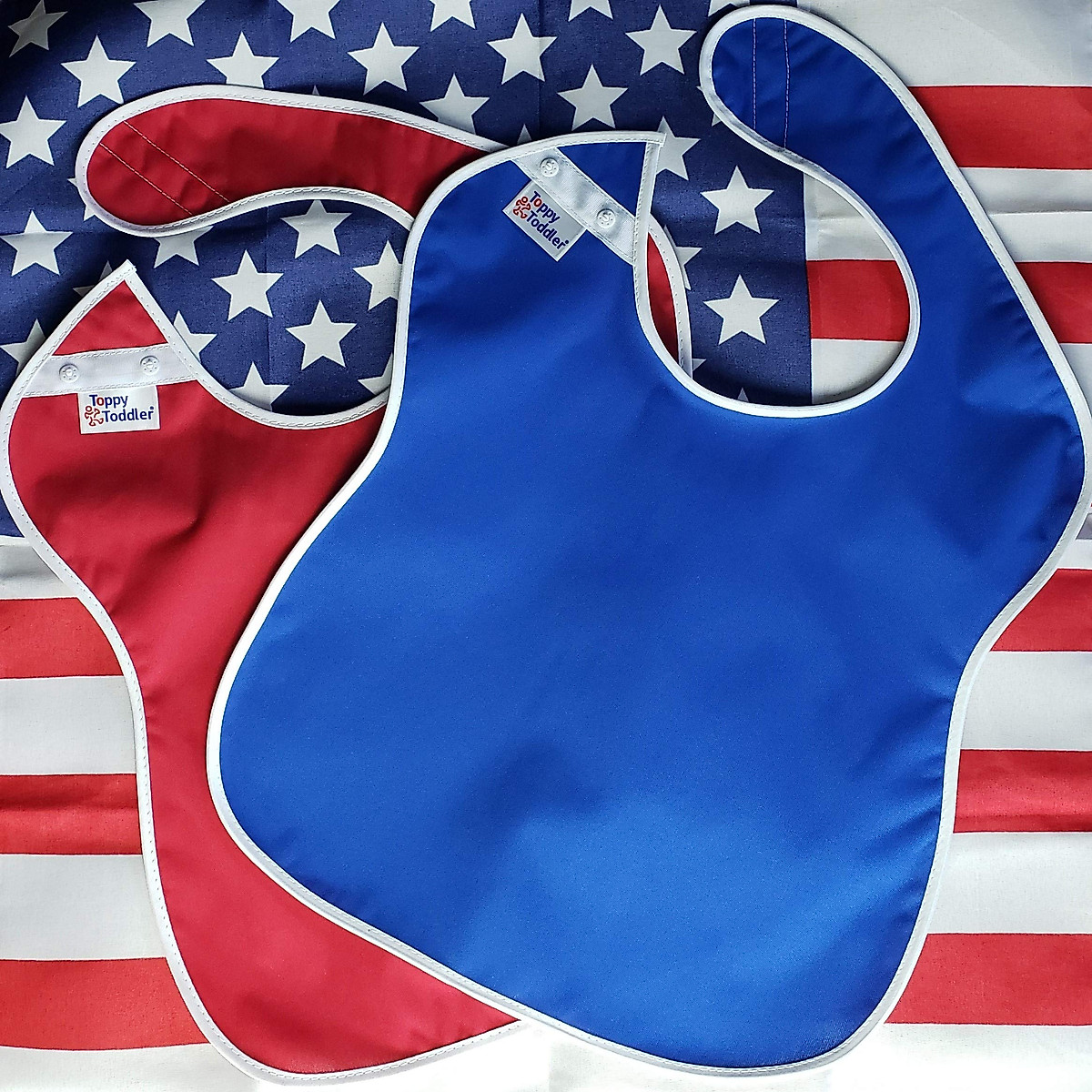 Toppy Toddler Waterproof Baby Bibs in Bulk with Snaps. Big Size. Wholesale 25-pack