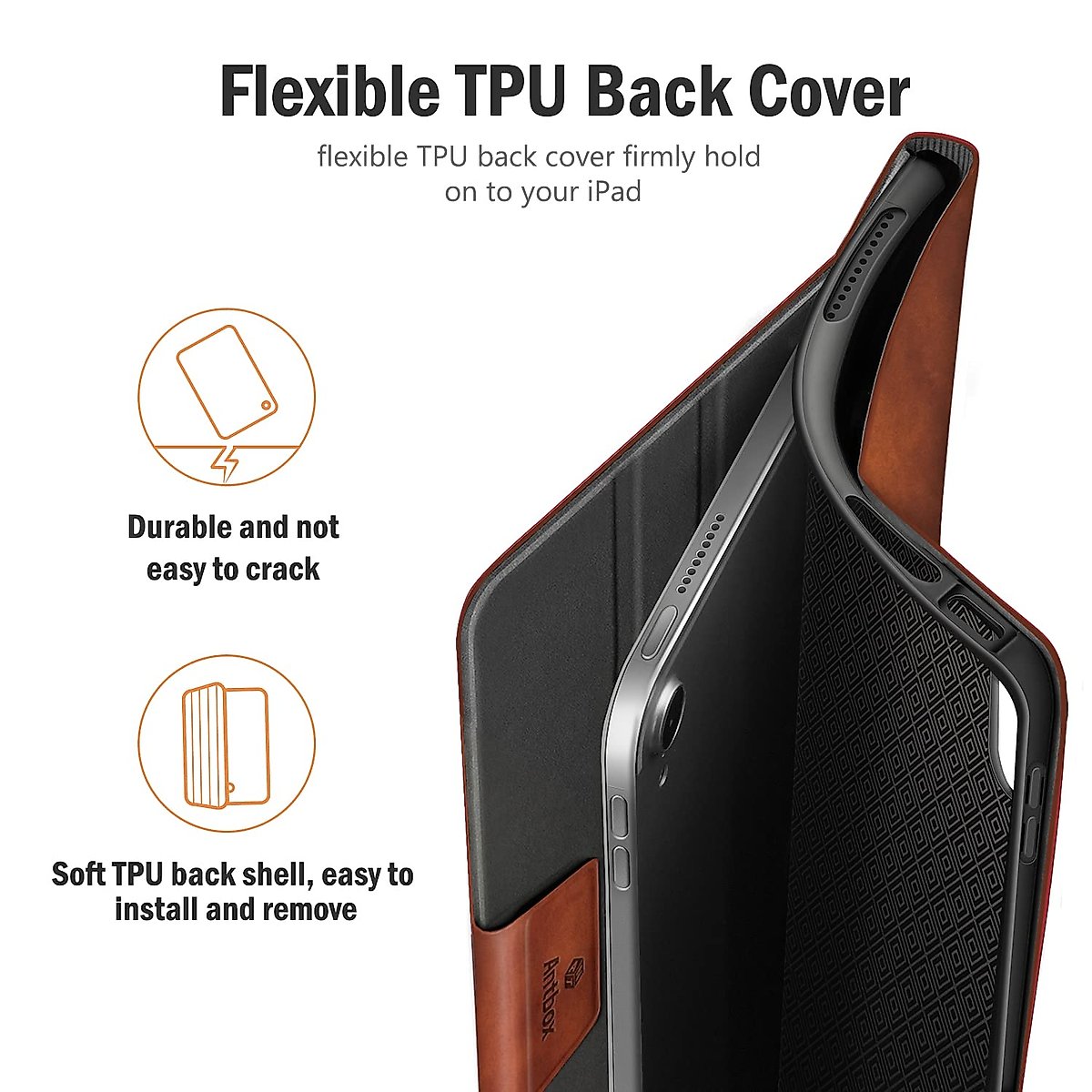 Antbox Case for iPad 10th Generation 10.9'' 2022 with Built-in Pencil Holder Auto Sleep/Wake Function PU Leather Smart Cover for iPad 10th Generation(10.9'') (Brown)