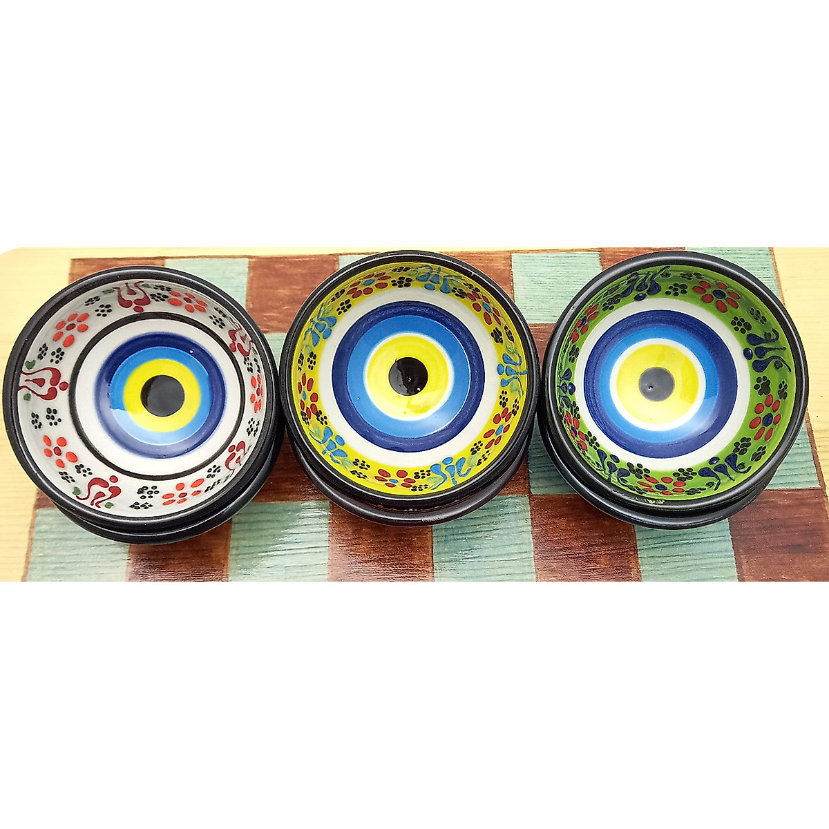 Ceramic Evil Eye Bowl Handicraft Motif 6 Pieces 6 Colors
