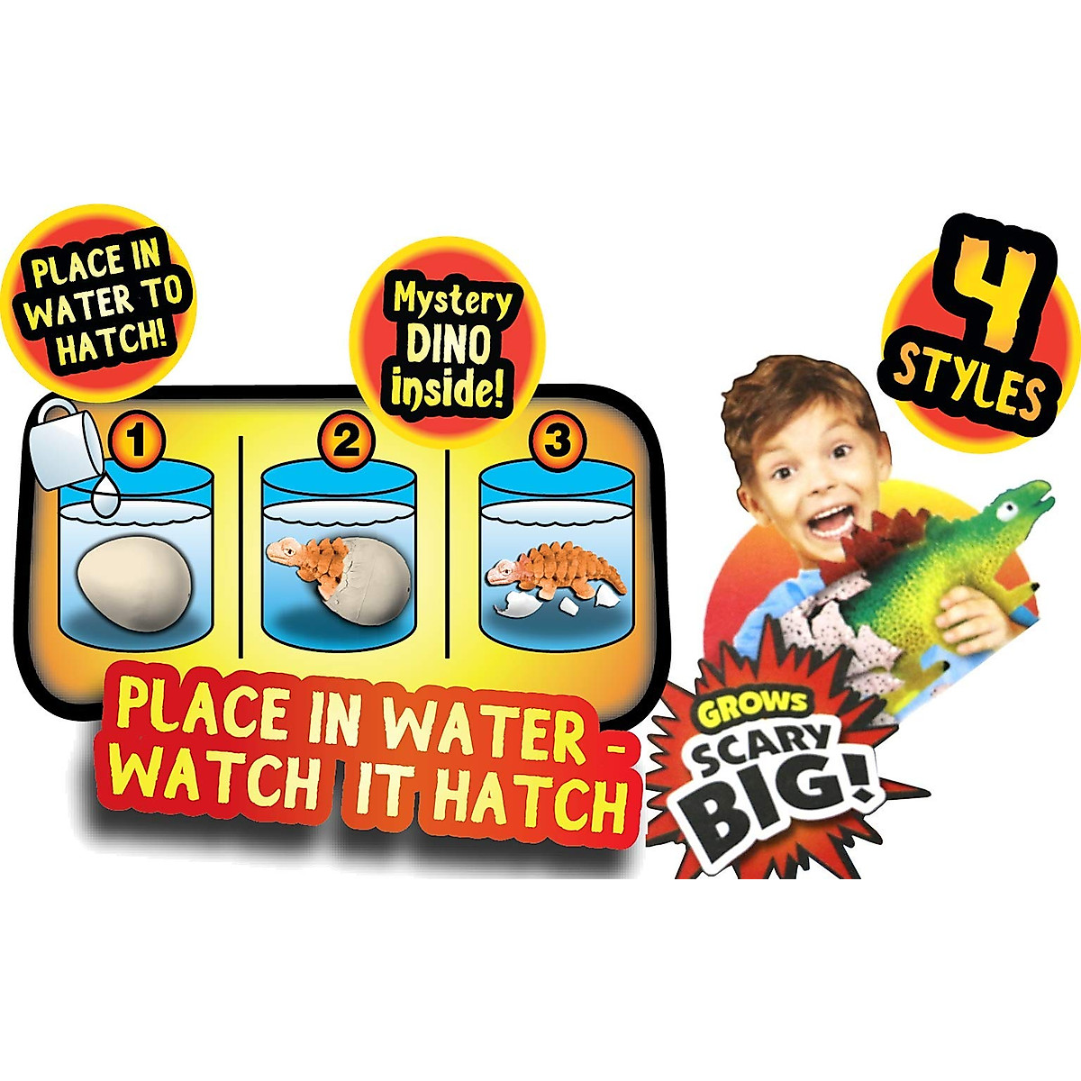 JA-RU Giant Dinosaur Egg Growing Toys (1 Eggs Assorted) Magic Surprise Hatching& Grow in Water Animals for Kids, Boys & Girls. Bulk Jurassic Party Favors Easter Basket Fillers. 1747-1s