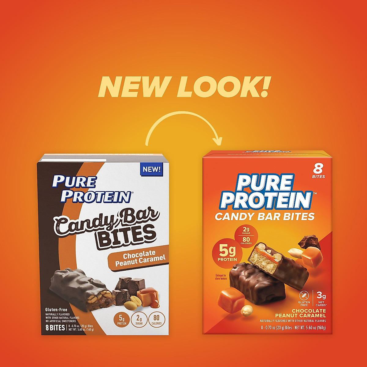 Pure Protein Candy Bar Bites, Chocolate Peanut Caramel, 5g Protein, Gluten Free, Low Sugar, 0.70 oz., 8 Pack (Packaging May Vary)