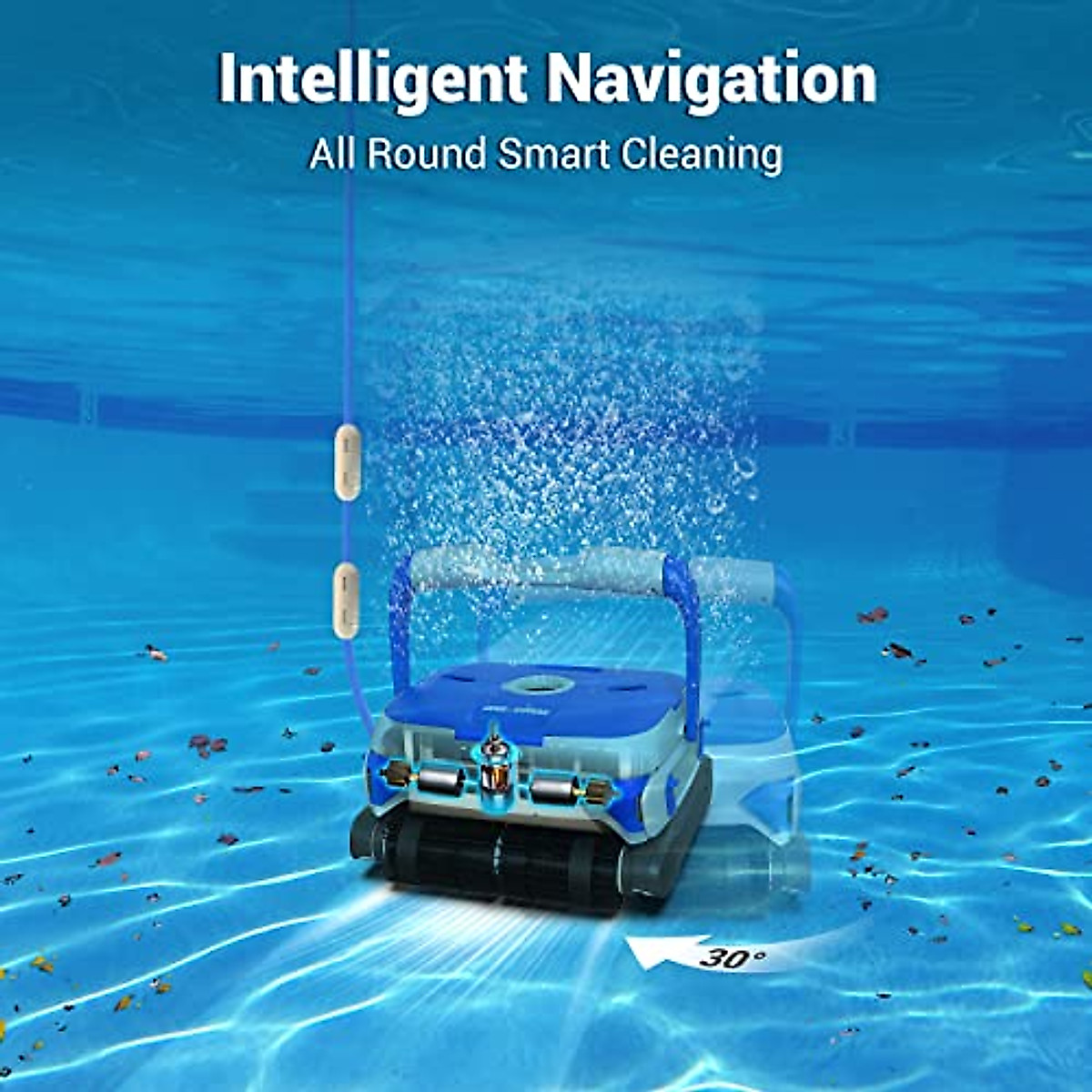 Rock&Rocker Upgraded Powerful Automatic Pool Cleaner, Robotic Pool Vacuum Cleaner with Wall Climbing, Two Larger Filter Baskets and 50FT Floated Cord, Easy to Clean Above/In-ground Swimming Pool