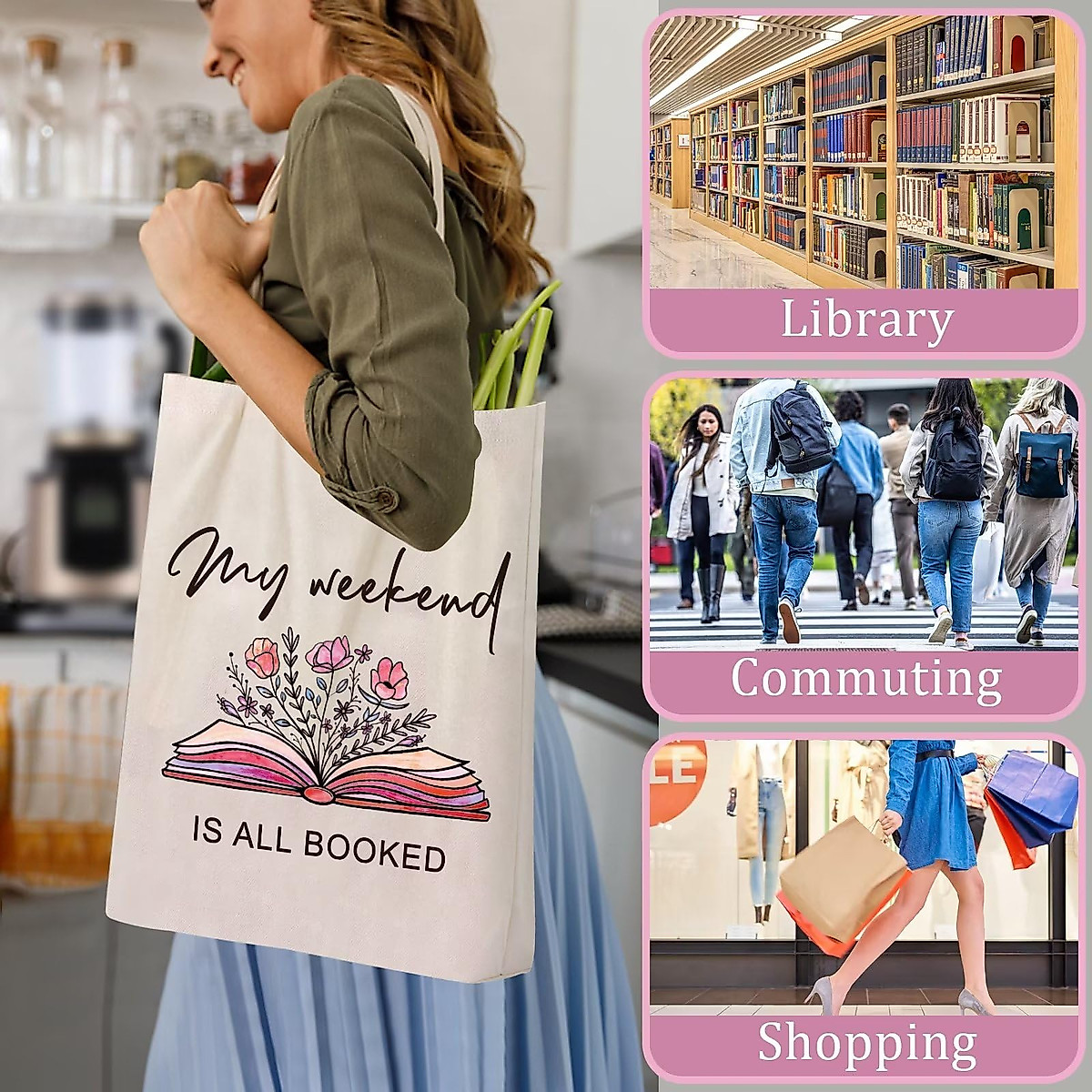 Gifts For Book Lovers - Book Accessories For Reading Lovers Include Canvas Tote Bag, 20oz Book Tumbler, Pink Sock, Bookmarks - Book Club Gifts For Readers Librarian Bookworms Friends Family