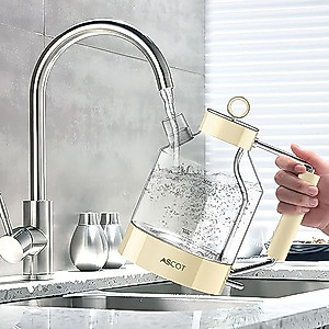 Electric Kettle, ASCOT Glass Electric Tea Kettle 1.6L 1500W Retro Tea Heater & Hot Water Boiler, No Plastic, BPA-Free, Cordless, with Auto Shut-Off and Boil-Dry Protection (Creme)