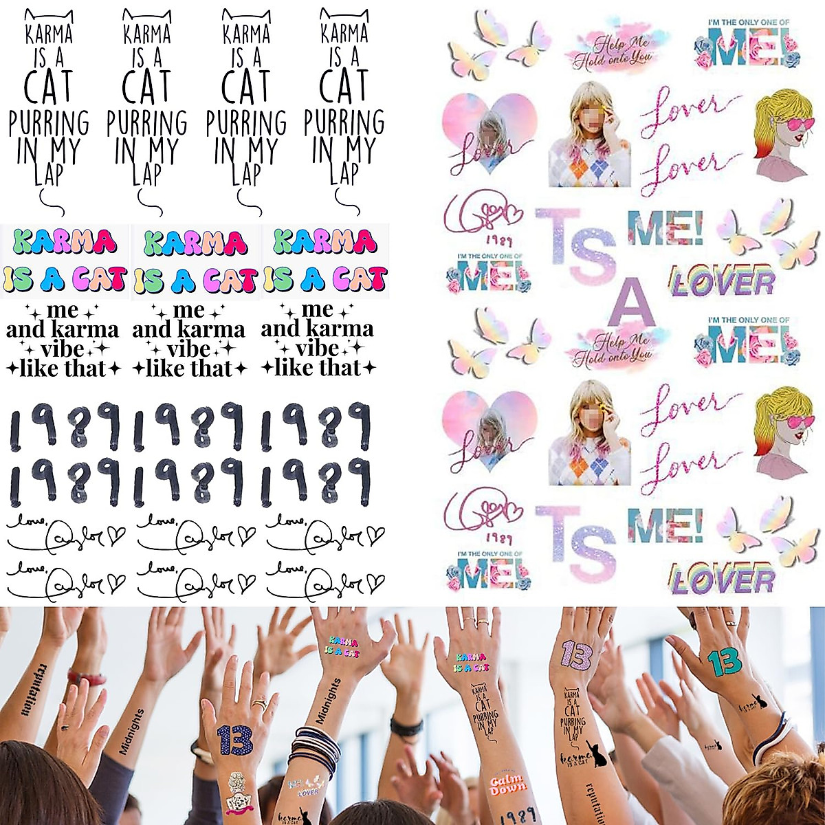 YDJIA TS Limited Edition Temporary Tattoos ERAS Accessories - Embrace The Era with Snake Tattoos Inspired by Folklore Outfits - Butterfly Tattoo Temporary Gift for Fans(Karma Tattoos)