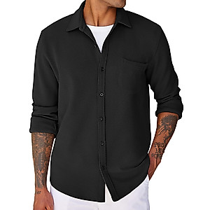 COOFANDY Men's Corduroy Shirt Jacket Casual Stylish Shacket Long Sleeve Button Down Winter Shirt