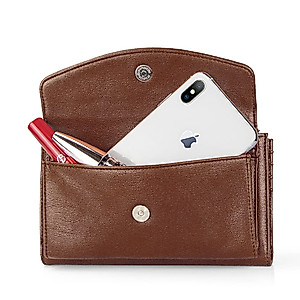 nuoku RFID Wallet Women Travel Zip Wristlet Purse Crossbody Clutch