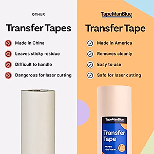 12" x 100' Roll of Paper Transfer Tape for Vinyl, Made in America, Premium-Grade Transfer Paper for Vinyl with Layflat Adhesive for Cricut Vinyl Crafts, Decals, and Letters