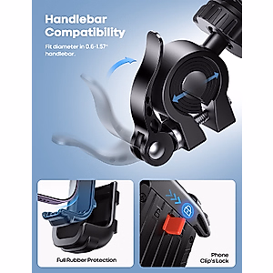 Lamicall Bike Phone Holder, Motorcycle Phone Mount - Motorcycle Handlebar Cell Phone Clamp, Scooter Phone Clip for iPhone 15 Pro Max/Plus, 14 Pro Max, S9, S10 and More 4.7" to 6.8" Smartphones